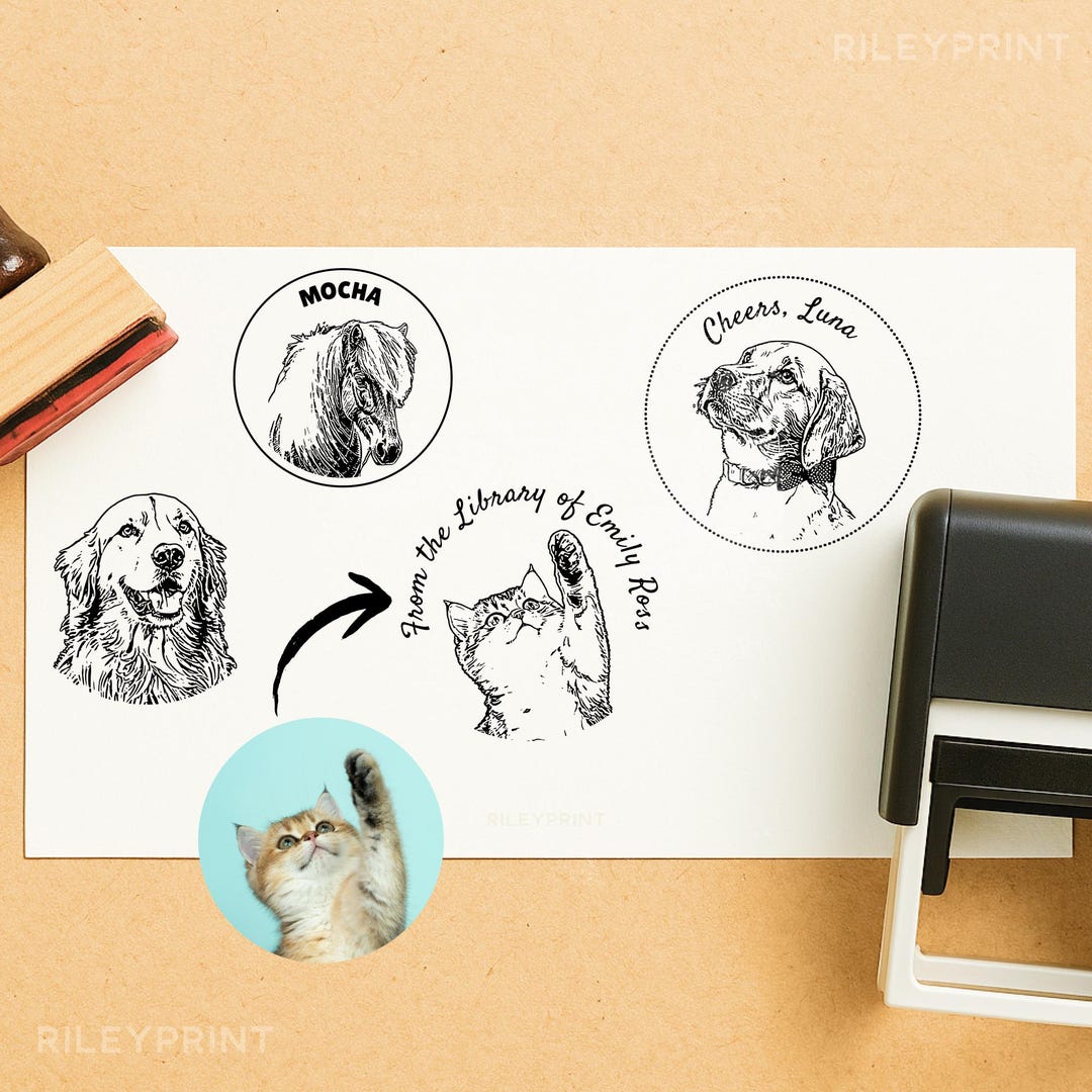 Custom Pet Portrait Stamp // Custom Cat Portrait, Dog Portrait From ...