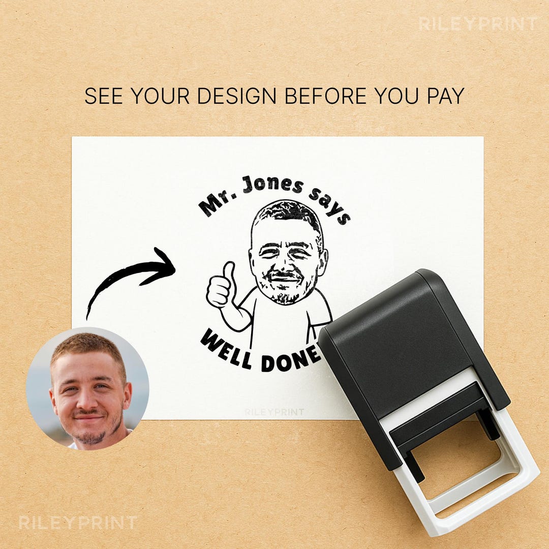 Thumb up Portrait Stamp // Custom Stamp From Photo, Personalized Male ...