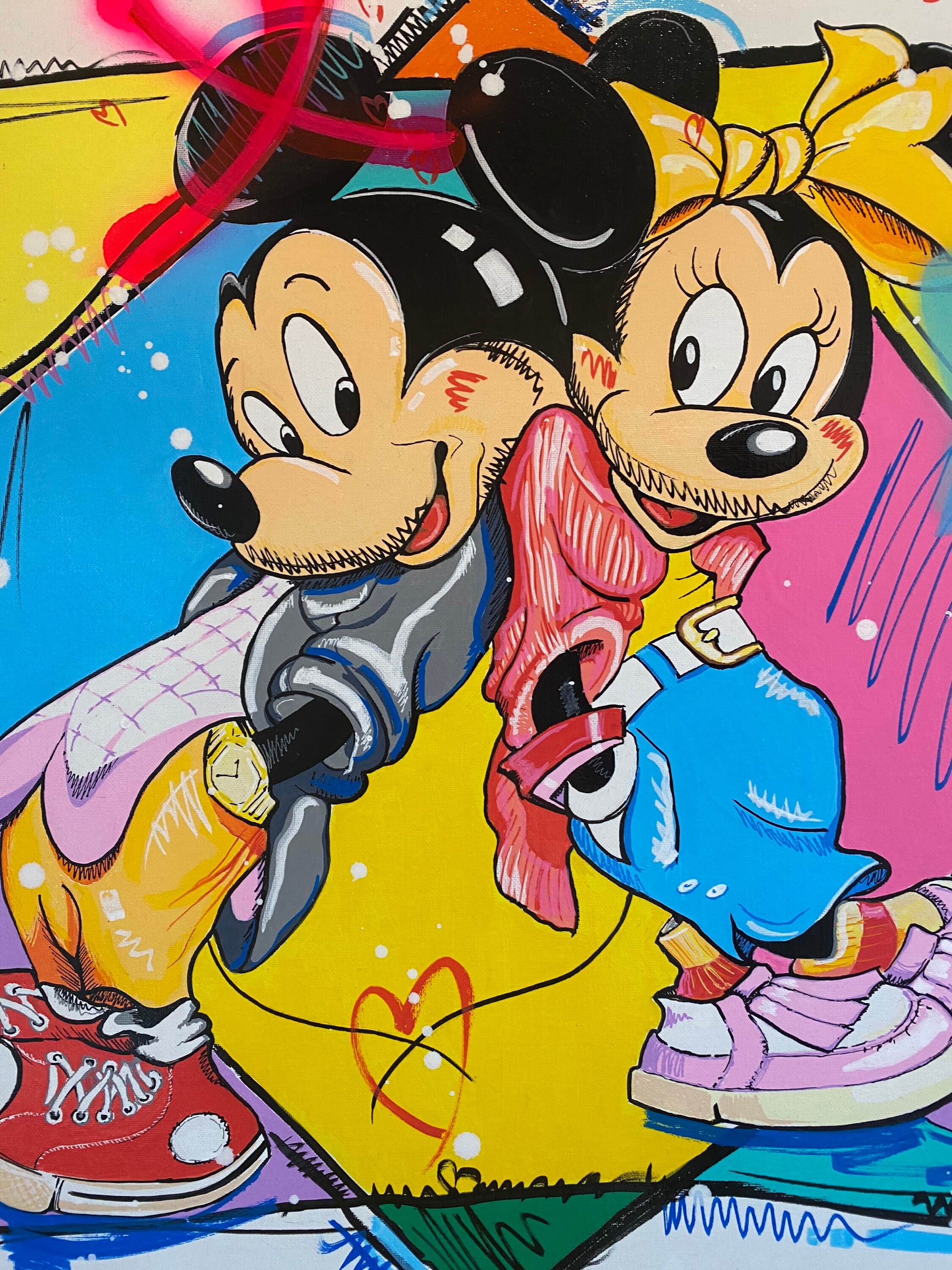 Mickey and Minnie Mouse Pop Art on Leinwand Original Vom Künstler - Etsy