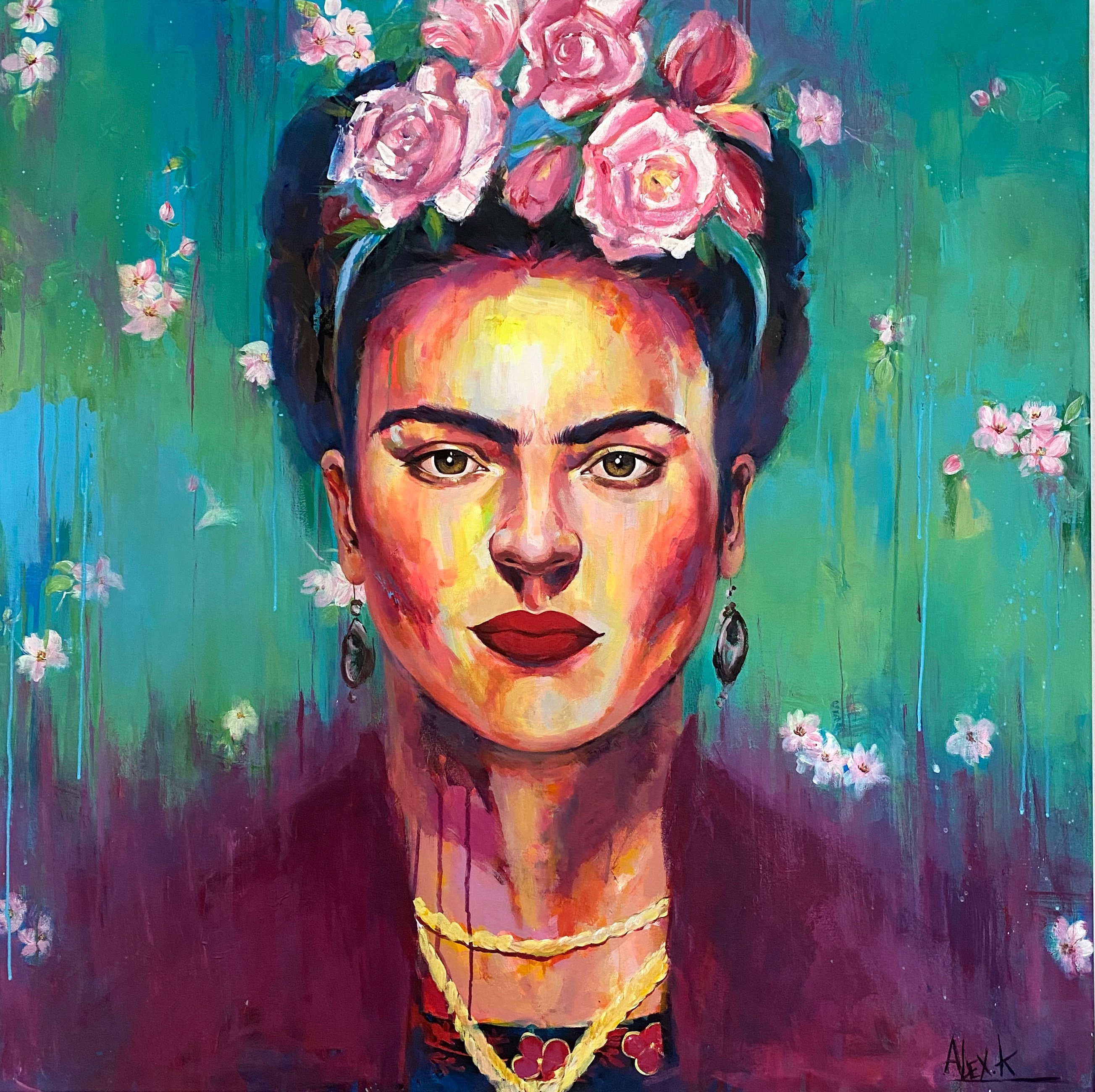 Frida Kahlo Art Auf Leinwad Original Von Künstler Handgemalt - Etsy