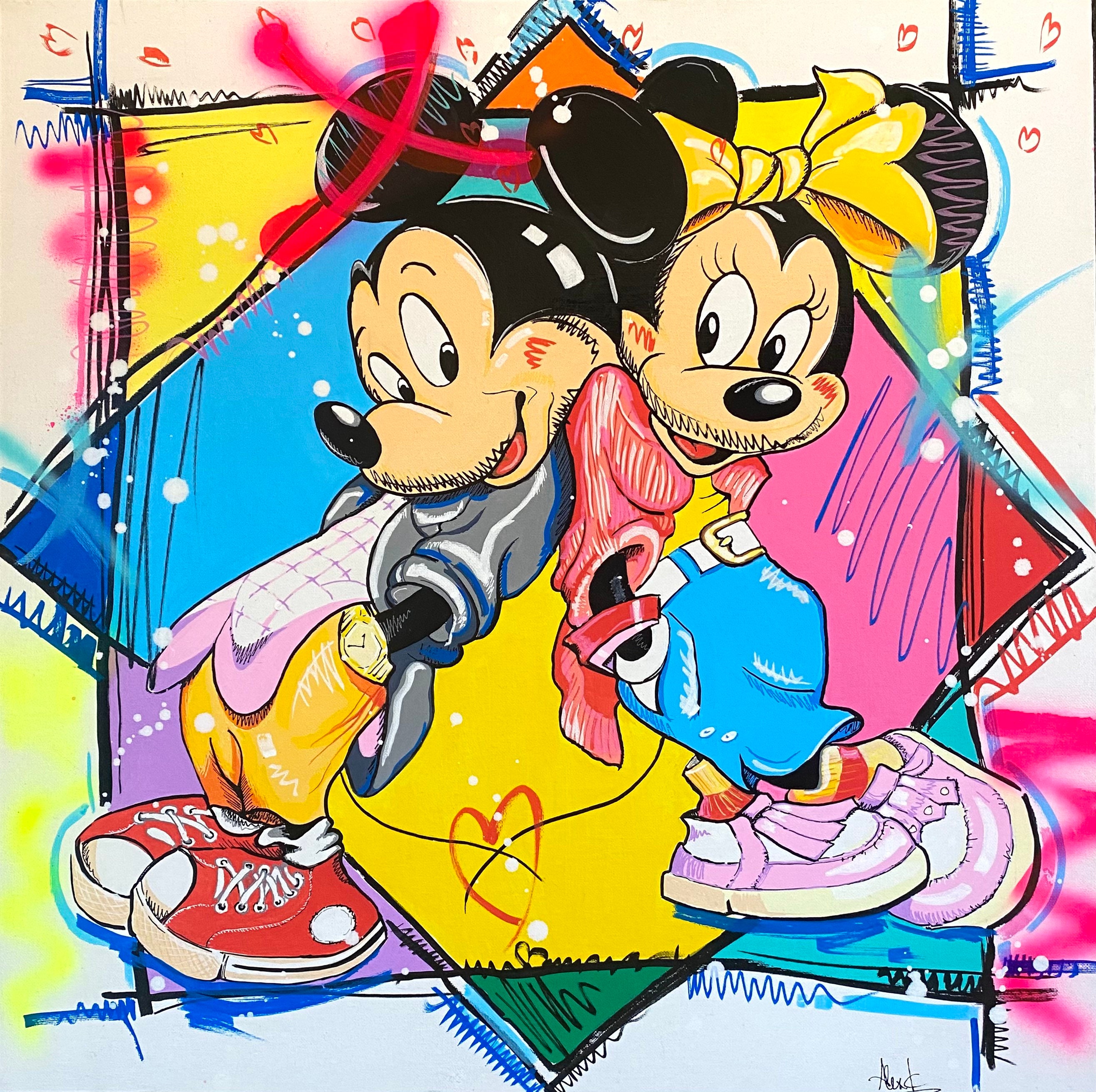 Mickey and Minnie Mouse Pop Art on Leinwand Original Vom Künstler 60x60 ...