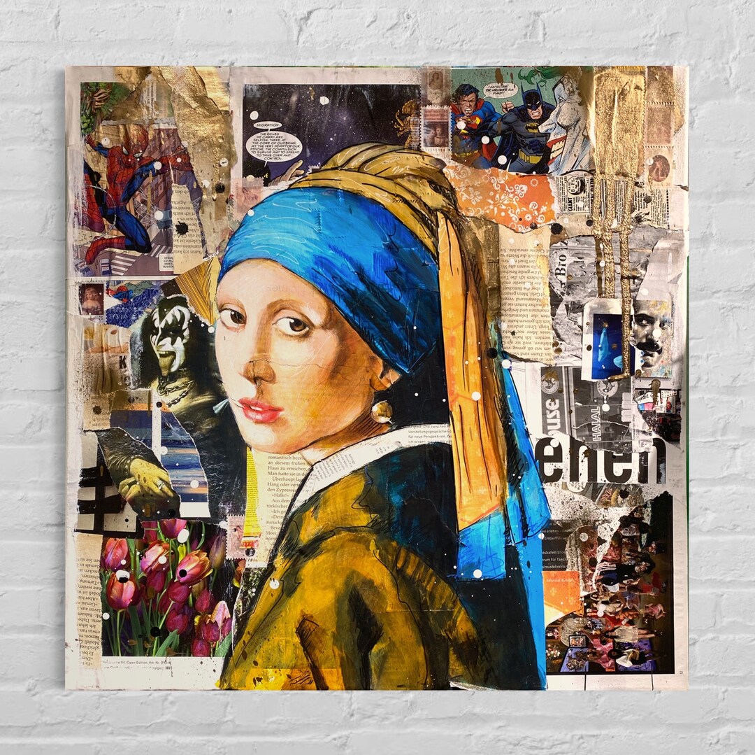 Girl With a Pearl Earring Pop Art Original Von Künstler Handgemalt ...