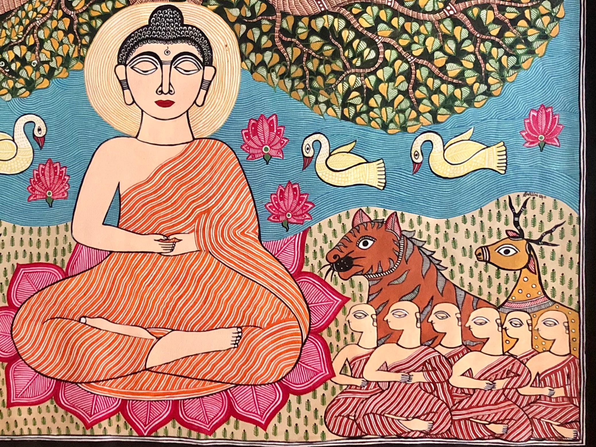 Large Buddha Wall Paintings In India Folk Madhubani Paintings Design large-buddha-wall-paintings-in-india-folk-madhubani-paintings-design