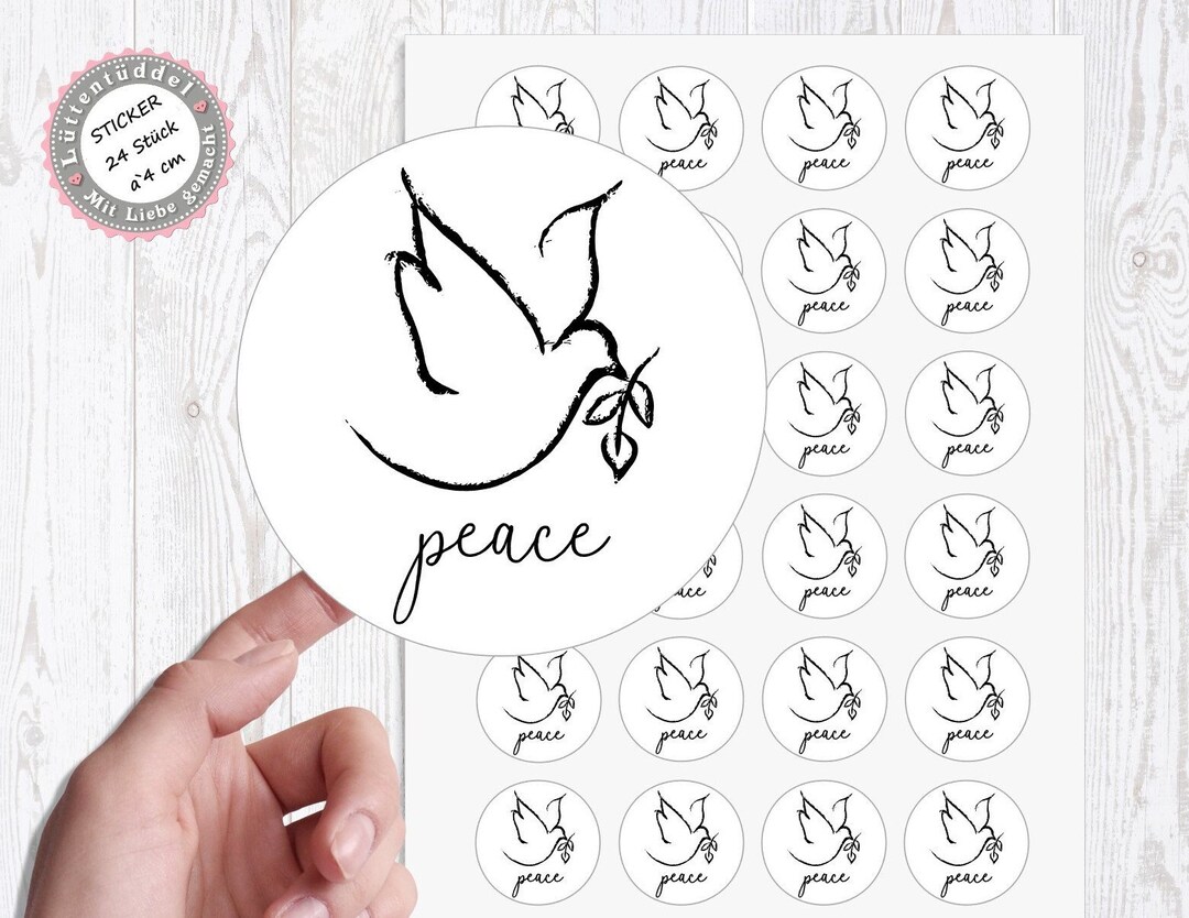 Sticker Sticker peace Dove Peace Dove 24 Pieces 4 Cm Label From ...