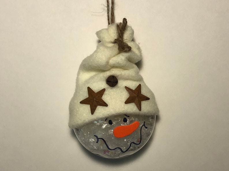 Snowman With Stocking Cap Christmas Tree Ornament.primitive - Etsy