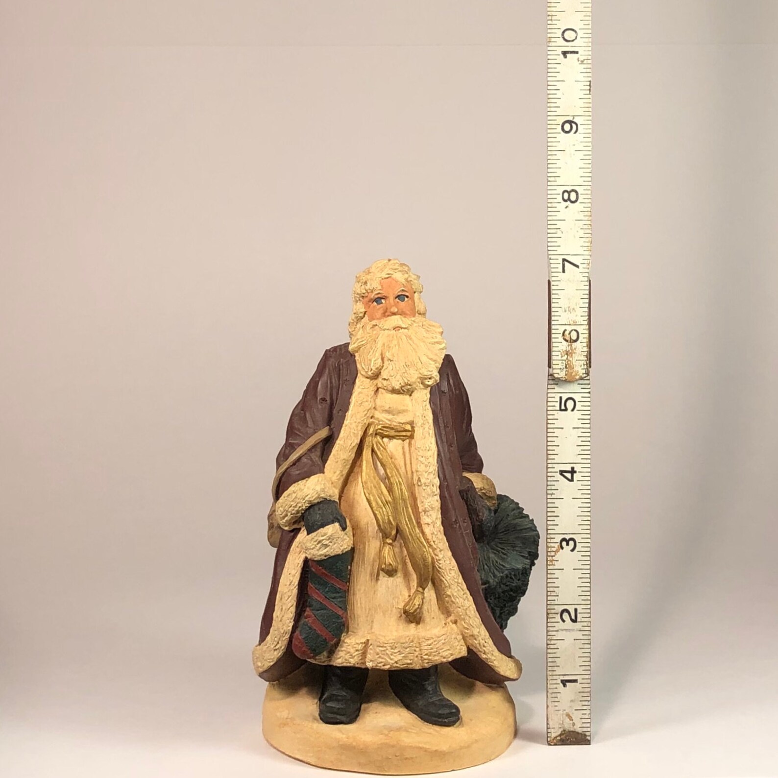 Hand Painted Resin Santa Claus With Tree and Stocking. - Etsy