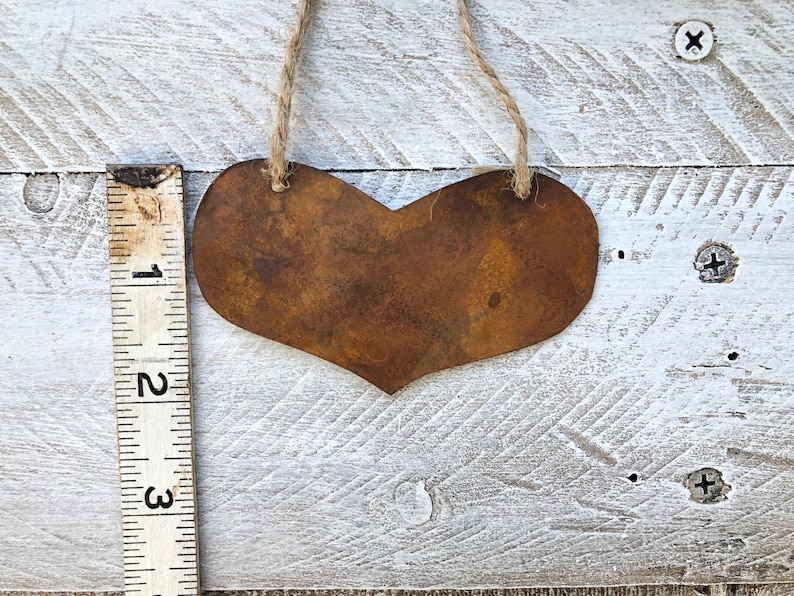 Rusty Metal Hearts With Jute Hanger Set of Five 5 - Etsy