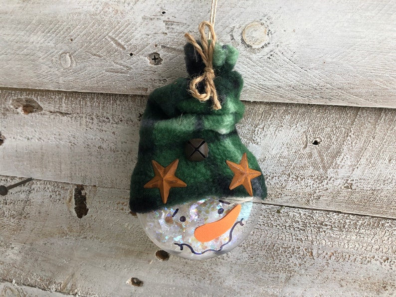 Snowman with Stocking Cap Christmas Tree Ornament.Primitive | Etsy
