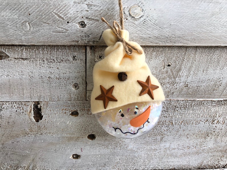 Snowman with Stocking Cap Christmas Tree Ornament.Primitive | Etsy