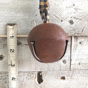 Rusty Bells With Homespun Ribbon Hanger - Set of 3.rustic Christmas ...