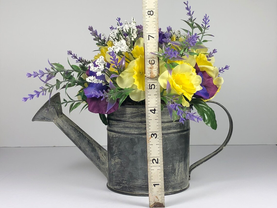 Farmhouse Large Galvanized Watering Can With Colorful Spring | Etsy