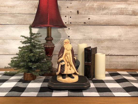 Hand Painted Resin Santa Claus with Tree and Stocking. | Etsy