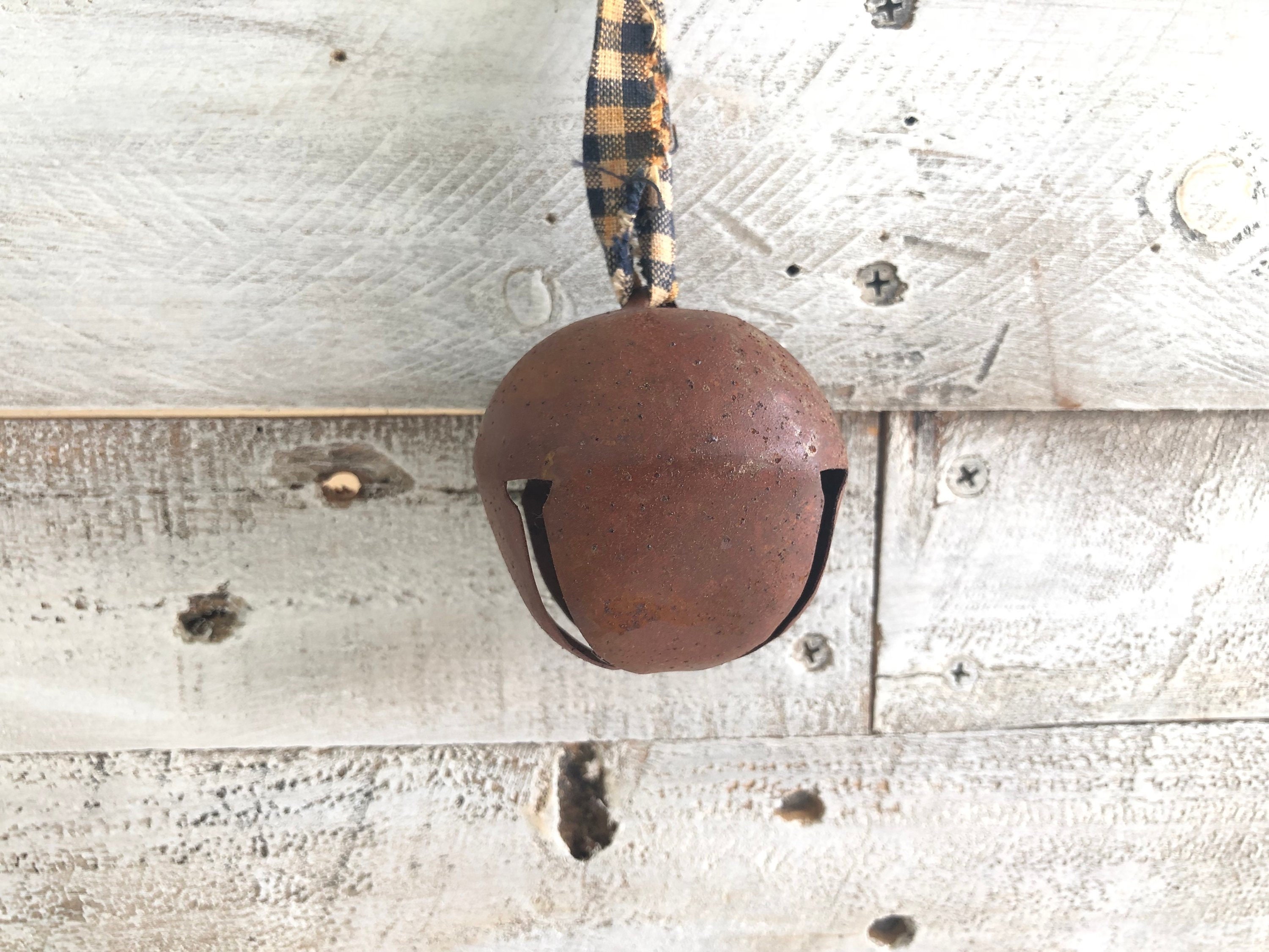 Rusty Bells With Homespun Ribbon Hanger - Set of 3.rustic Christmas ...
