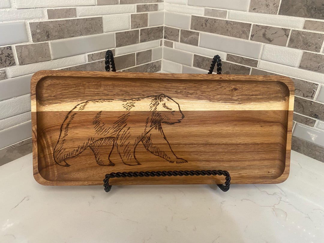 Wood Burned Bear Tray - Etsy