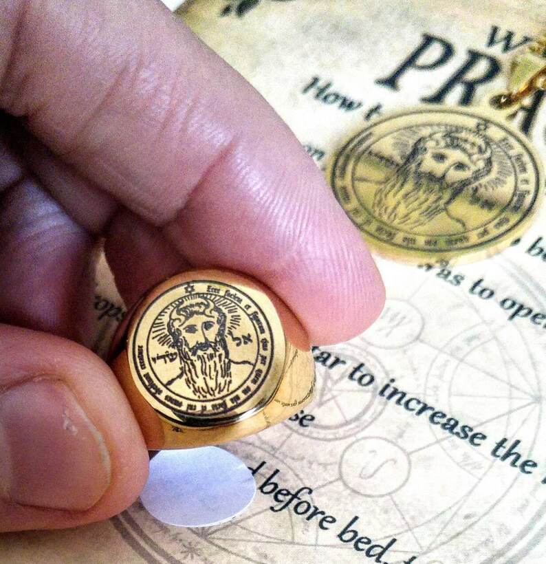 Seal of Solomon First Pentacle of the Sun Lesser Key Ring and Necklace ...