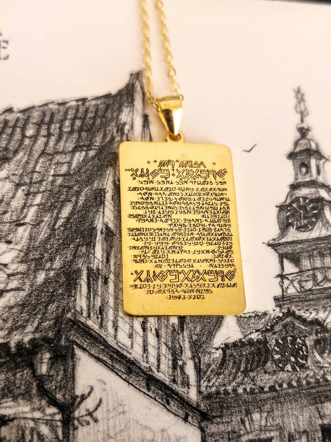 The Emerald tablet of Hermes necklace alchemy talisman | Etsy