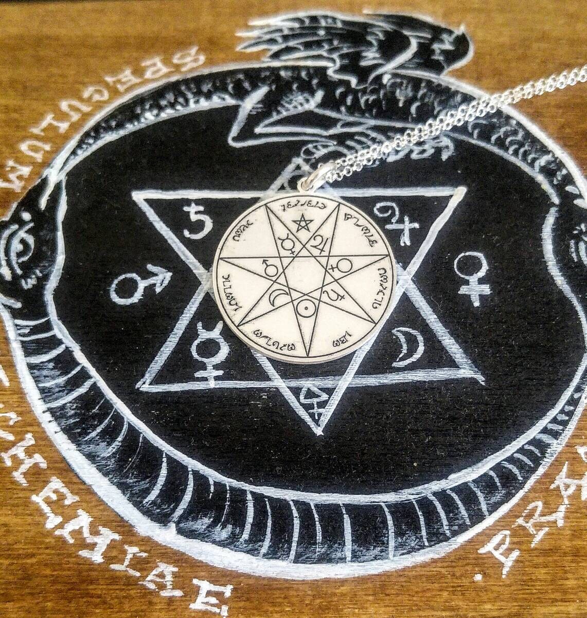 Witchcraft Seven Planetary Seals necklace amulet alchemy | Etsy