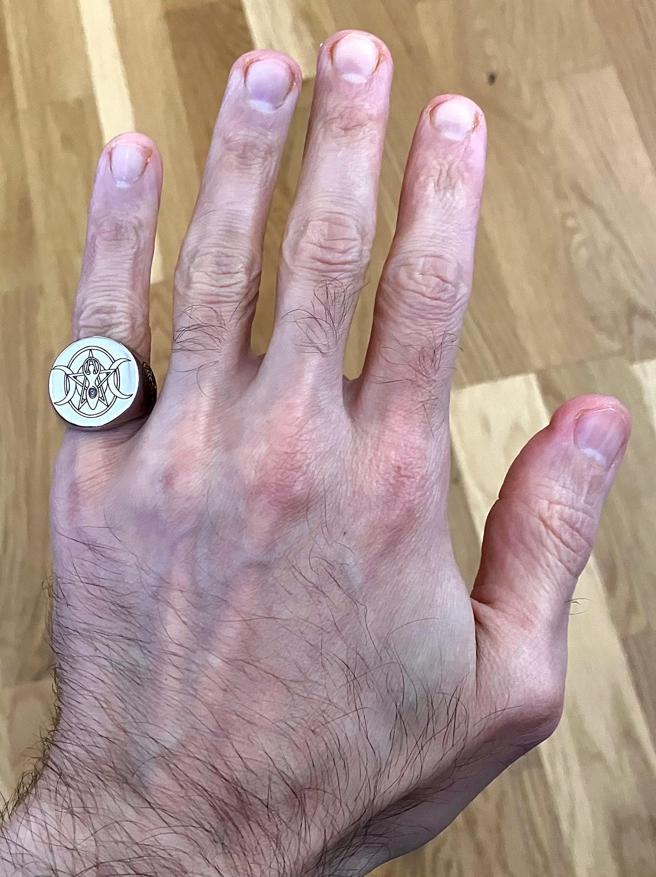 Hecate Triple Moon Goddess Ring, Witchcraft Jewelry, Greek Pagan Amulet ...