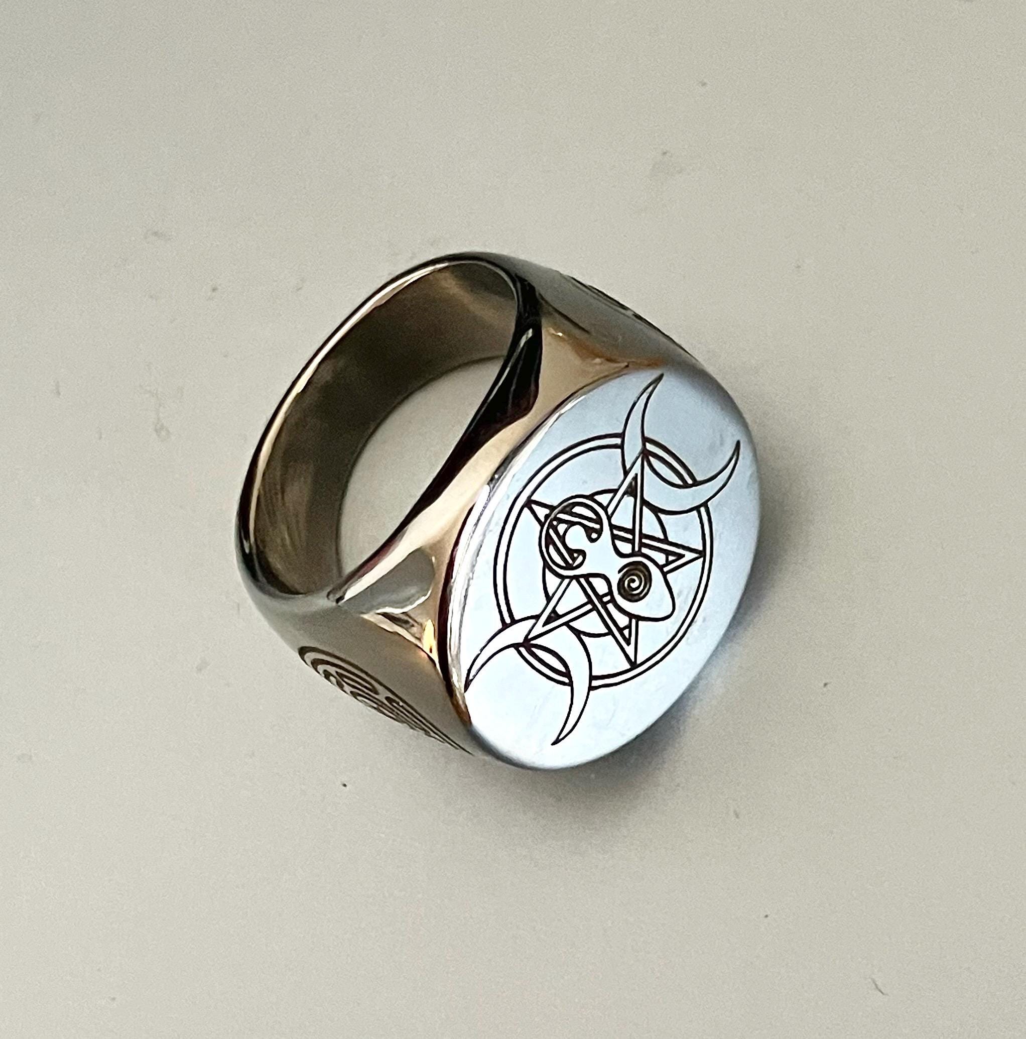 Hecate Triple Moon Goddess Ring, Witchcraft Jewelry, Greek Pagan Amulet ...