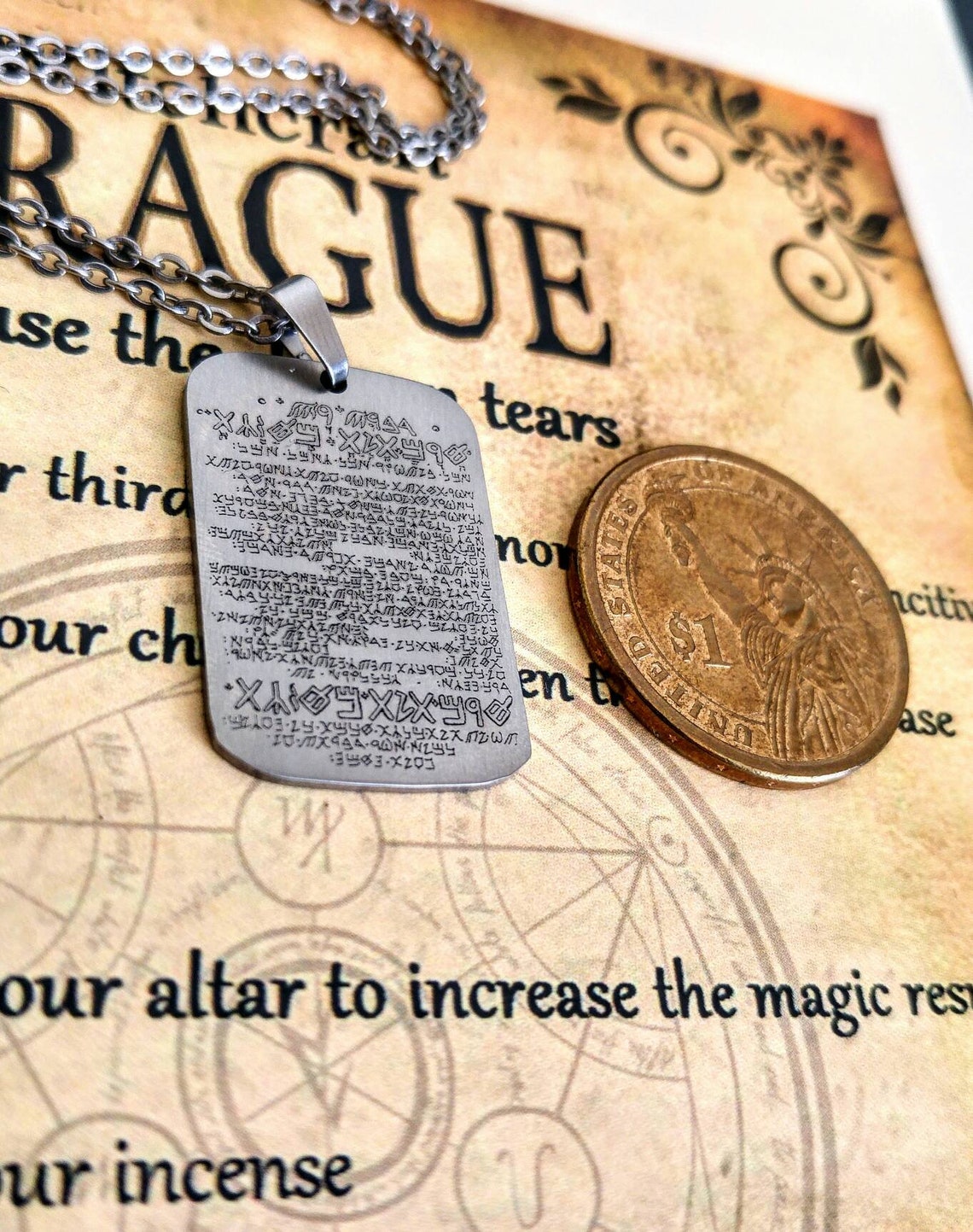 The Emerald tablet of Hermes necklace alchemy talisman | Etsy