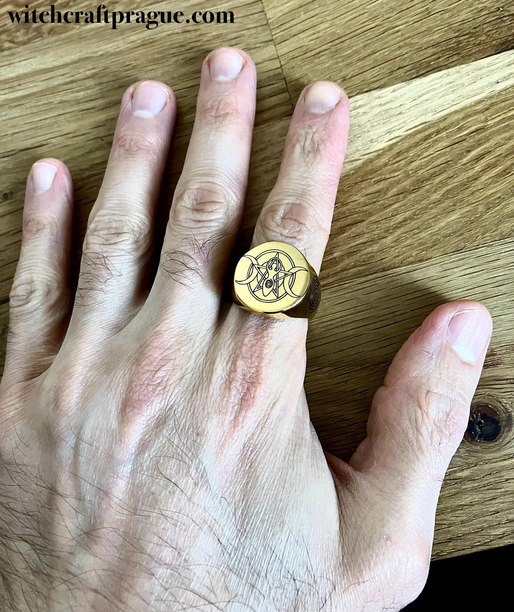 Hecate Triple Moon Goddess Ring, Witchcraft Jewelry, Greek Pagan Amulet ...