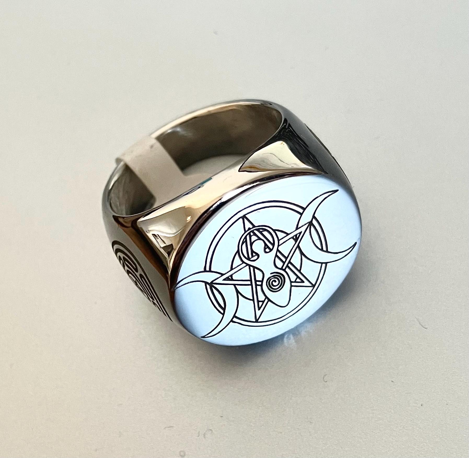 Hecate Triple Moon Goddess Ring, Witchcraft Jewelry, Greek Pagan Amulet ...