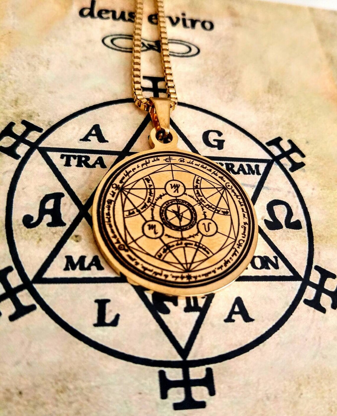 Alchemy protection necklace witchcraft amulet Wicca talisman | Etsy