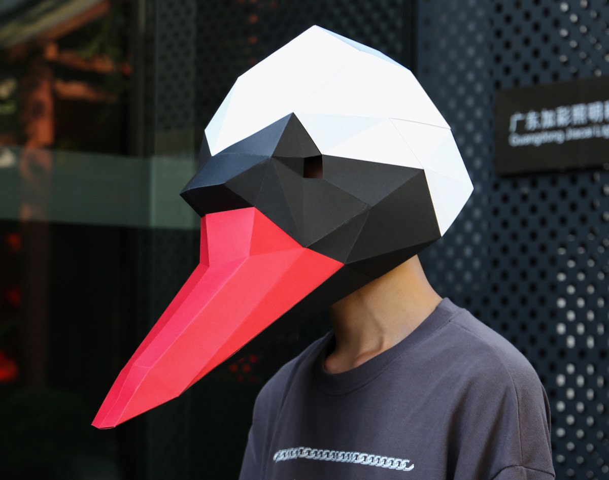 DIY bird Mask duck Mask 3D Paper Craft Template Halloween | Etsy