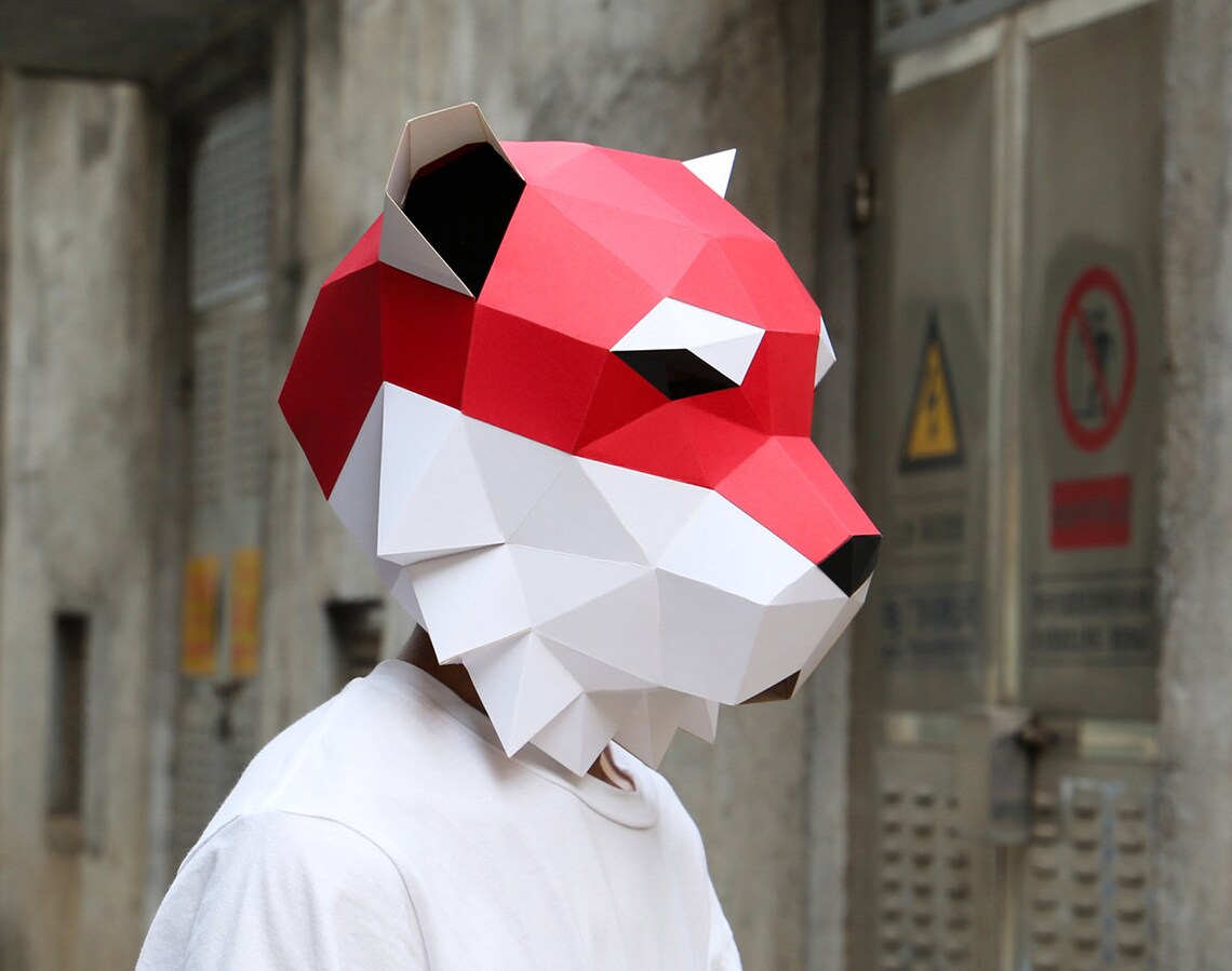 DIY tiger Mask 3D Paper Craft Template Halloween Mask | Etsy