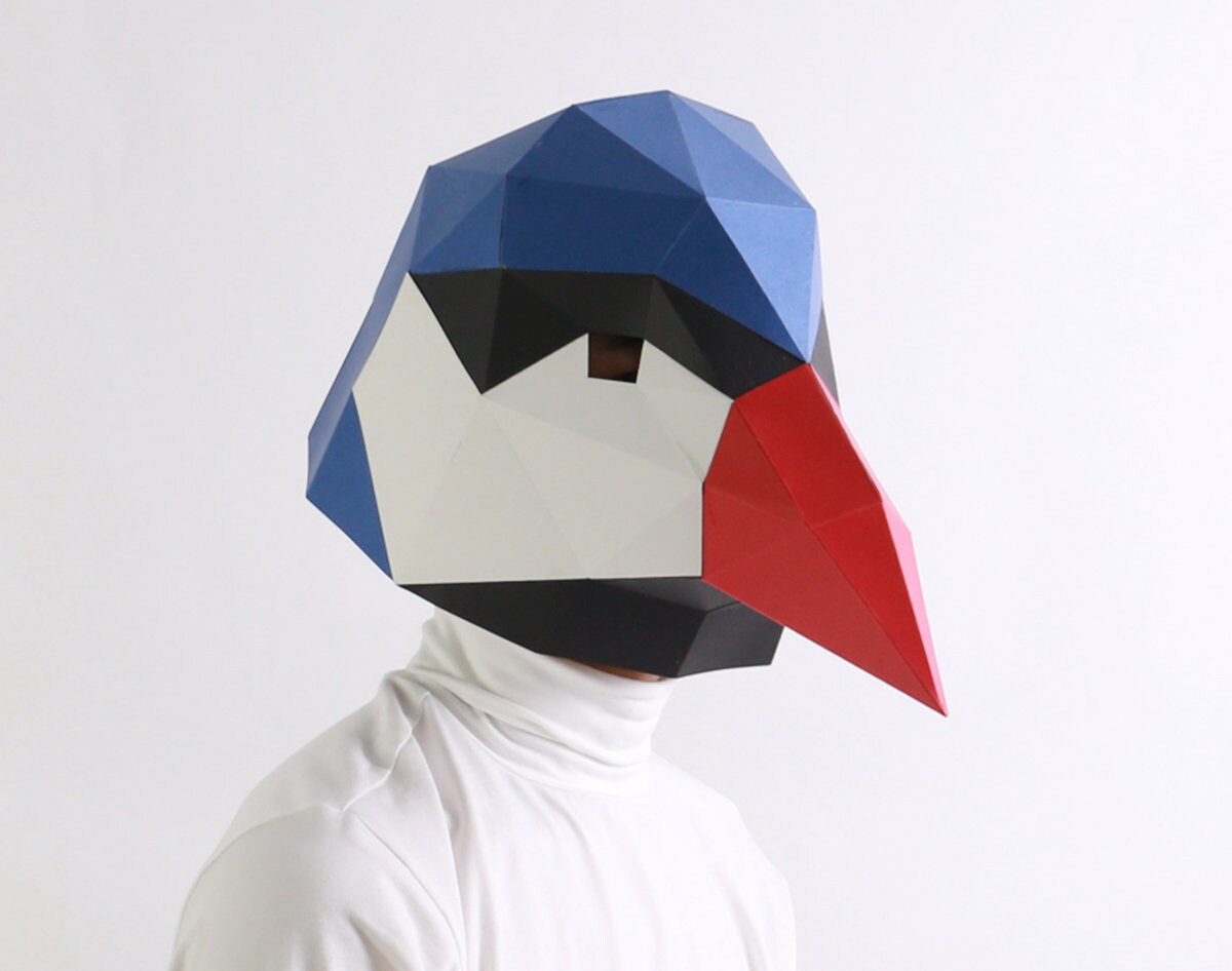 Bird Mask 3D Paper Craft Template Halloween Mask Printable | Etsy