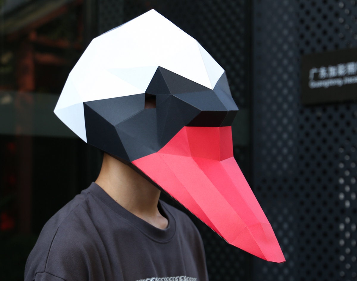 DIY bird Mask duck Mask 3D Paper Craft Template Halloween | Etsy