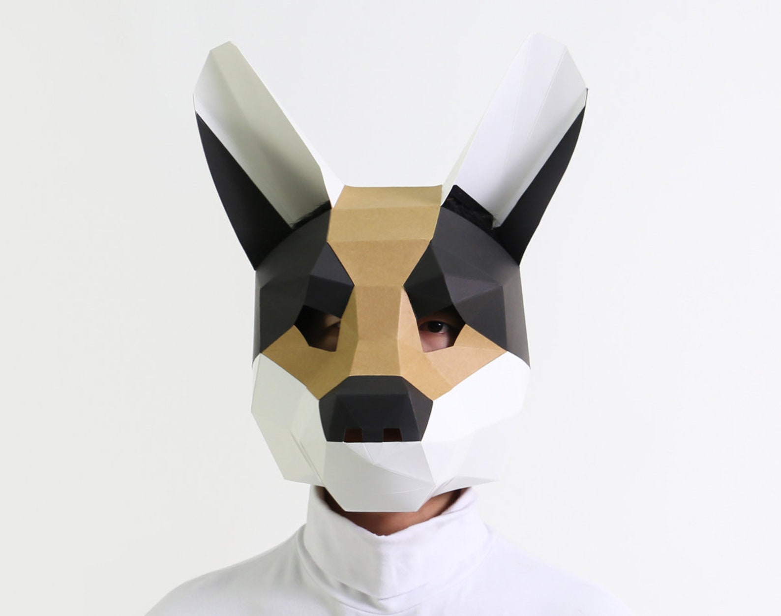 Dog mask lowpoly 3d paper mask Papercraft Mask Template | Etsy