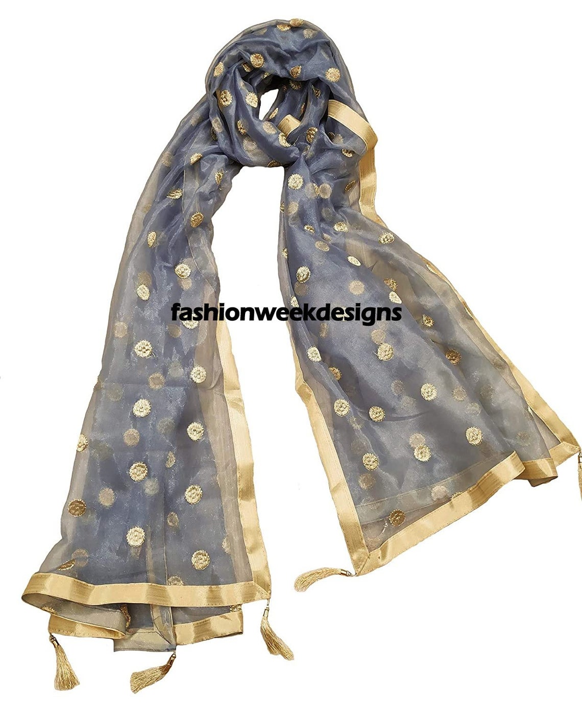 Net Embroidered Dupatta Golden Lace Bridal Dupatta Light - Etsy