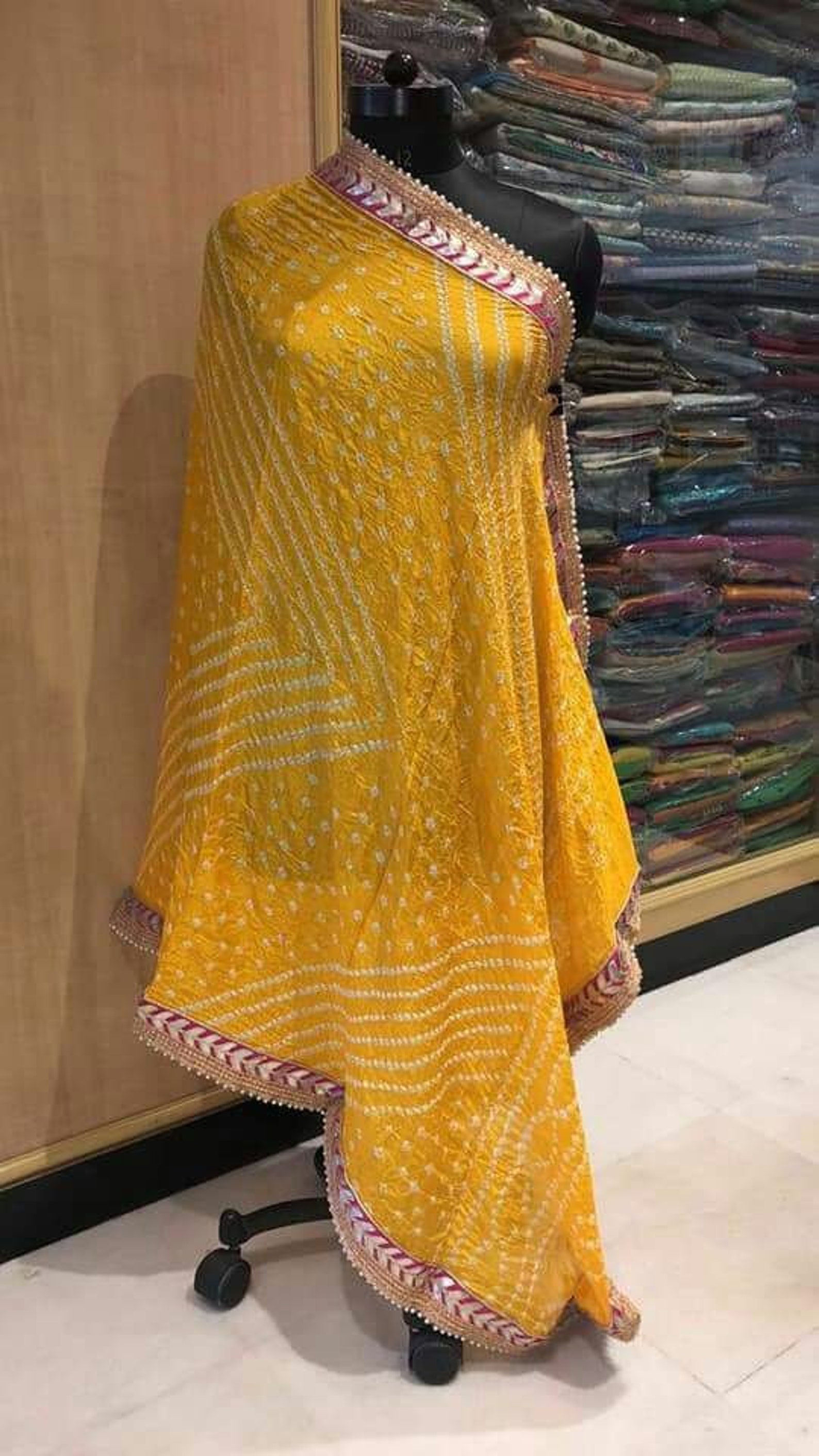 Indian Traditional Dupatta Yellow Color Silk Rajasthani - Etsy