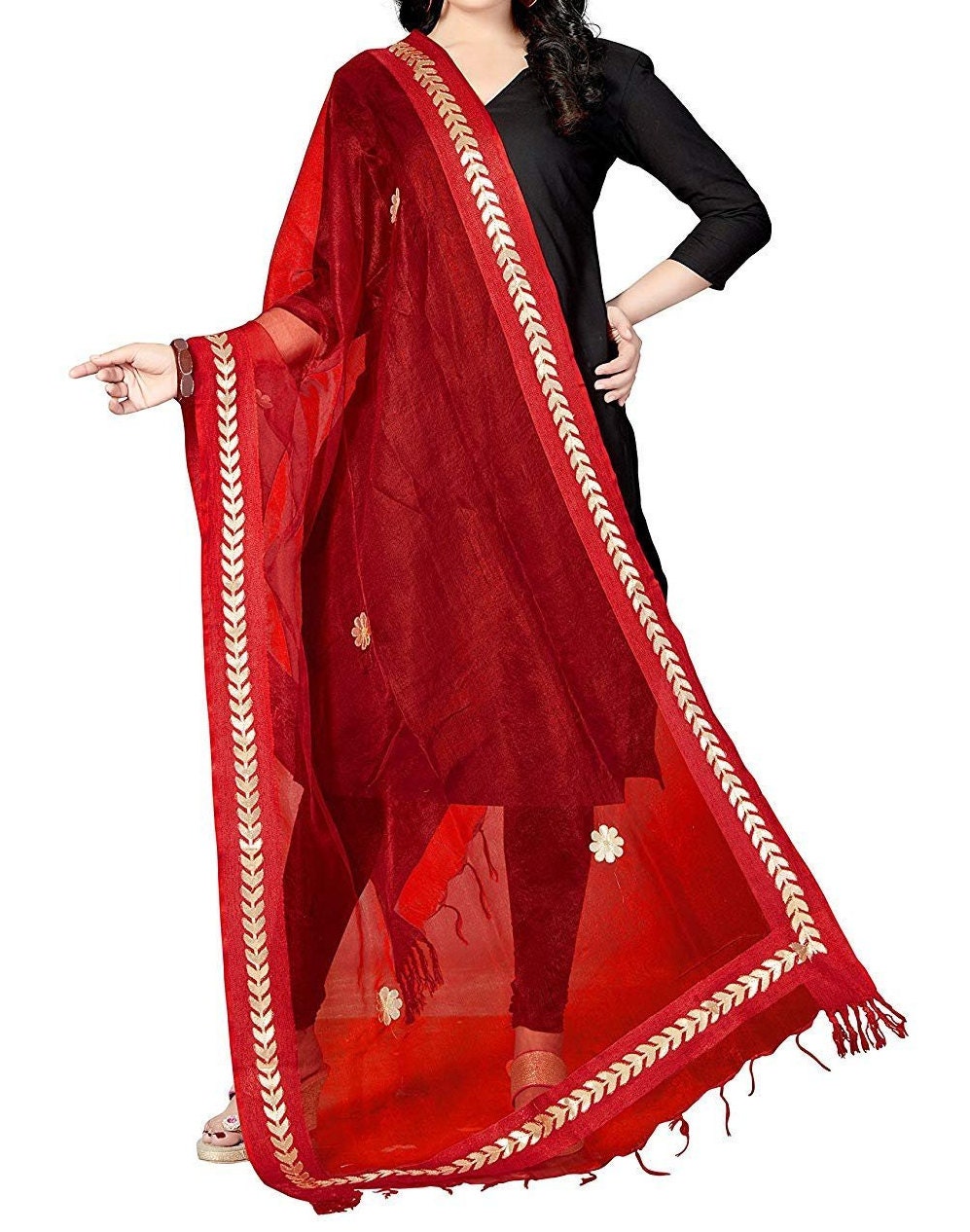 Handloom Dupatta Indian ethnic Dupatta red color Tissue Silk | Etsy