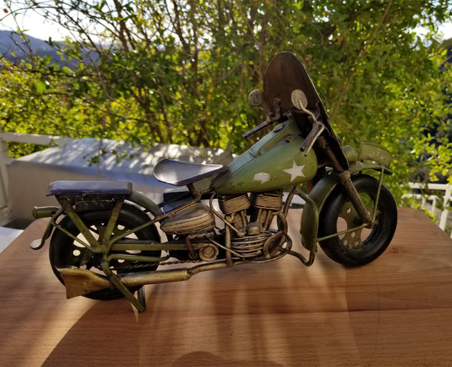 Army Green Model Motorcycle Bike, Hand Made and Painted Welded Model ...