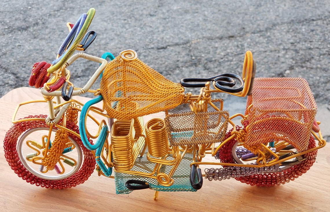 Rainbow Wire Sculpture Motorcycle Model Bike, Gift for Motorcycle ...