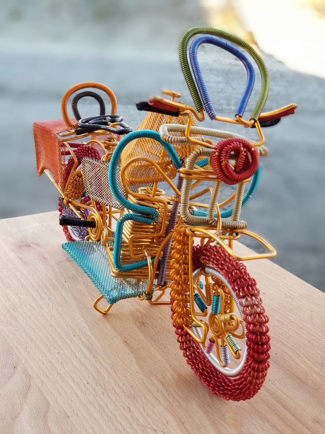 Rainbow Wire Sculpture Motorcycle Model Bike, Gift for Motorcycle ...