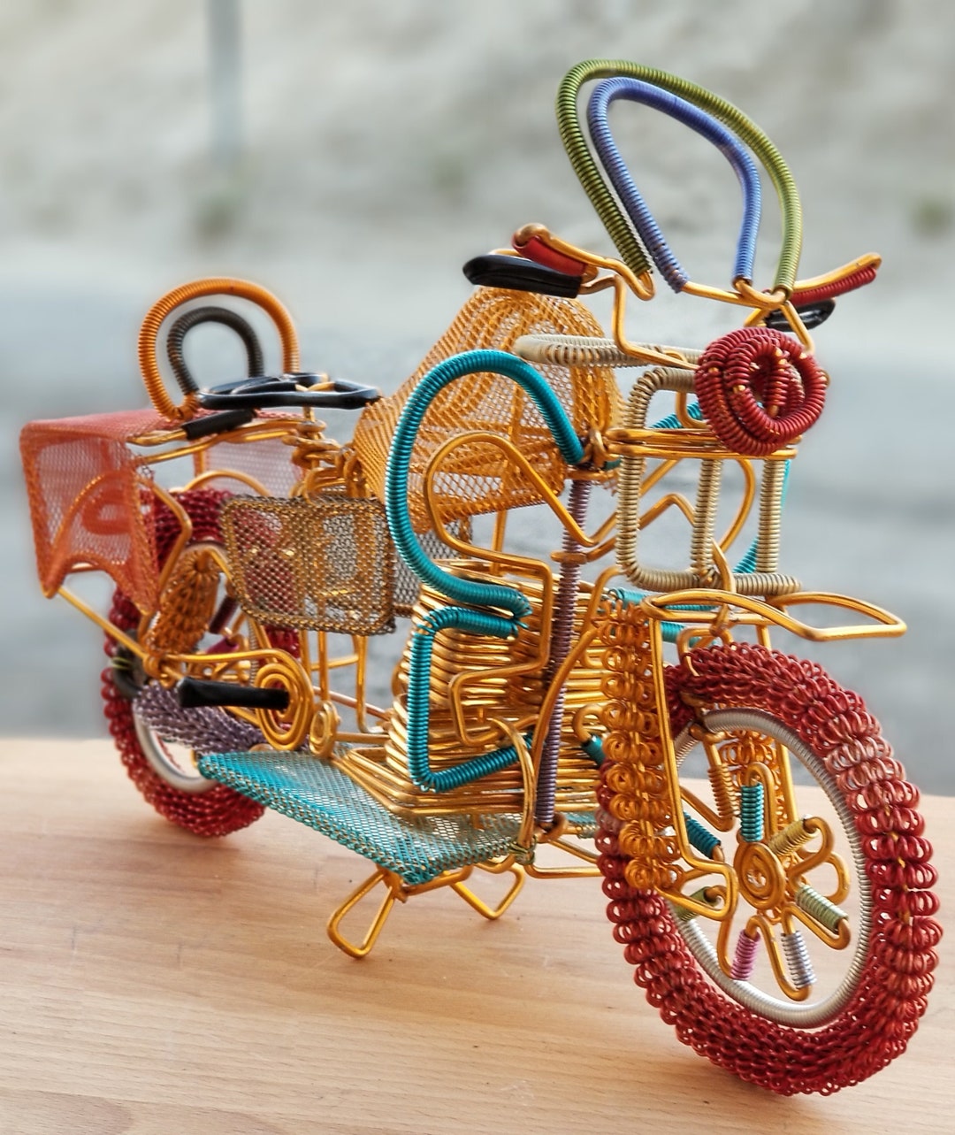 Rainbow Wire Sculpture Motorcycle Model Bike, Gift for Motorcycle ...