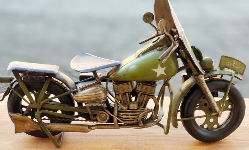 Army Green Model Motorcycle Bike, Hand Made and Painted Welded Model ...