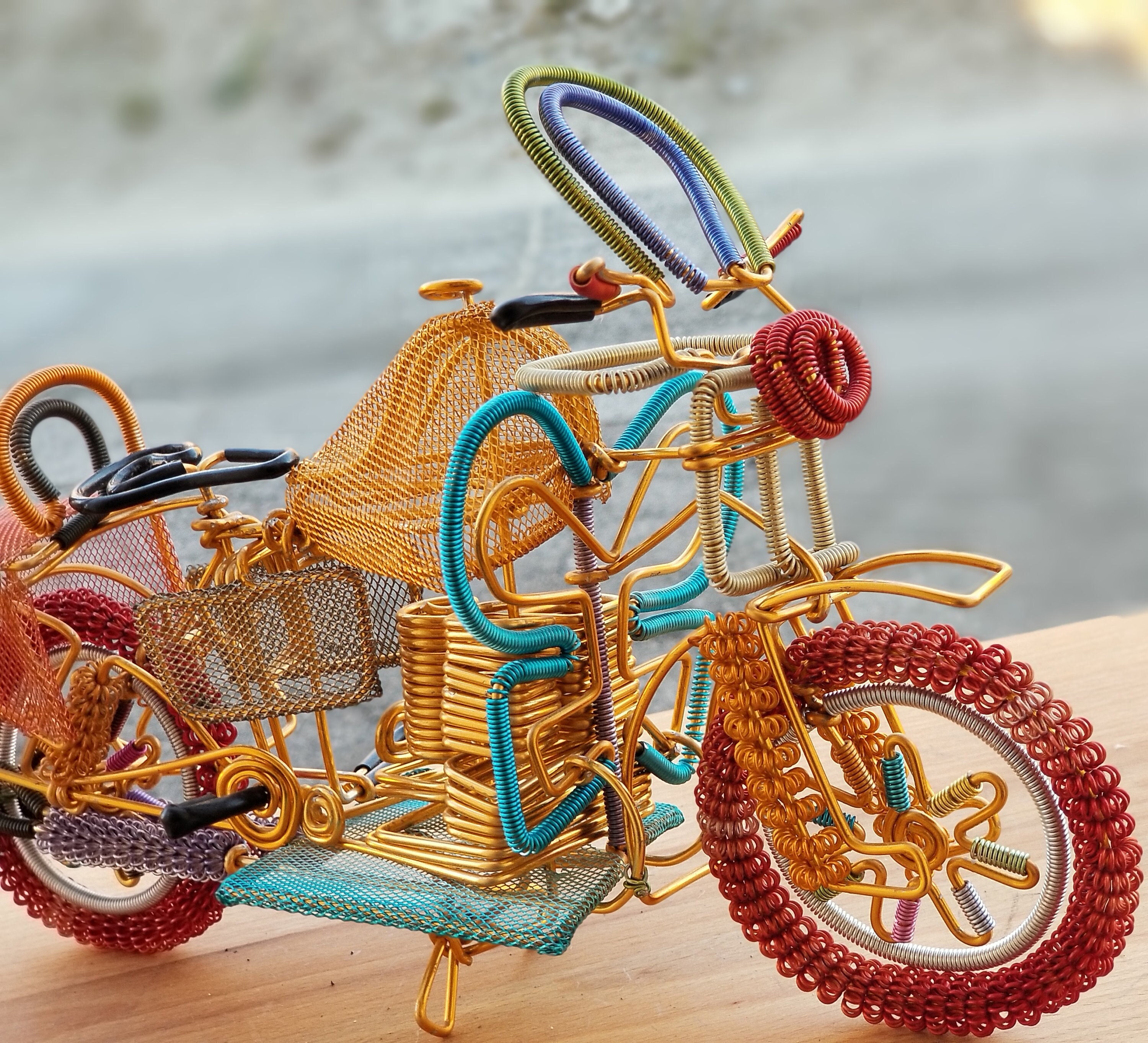 Rainbow Wire Sculpture Motorcycle Model Bike, Gift for Motorcycle ...