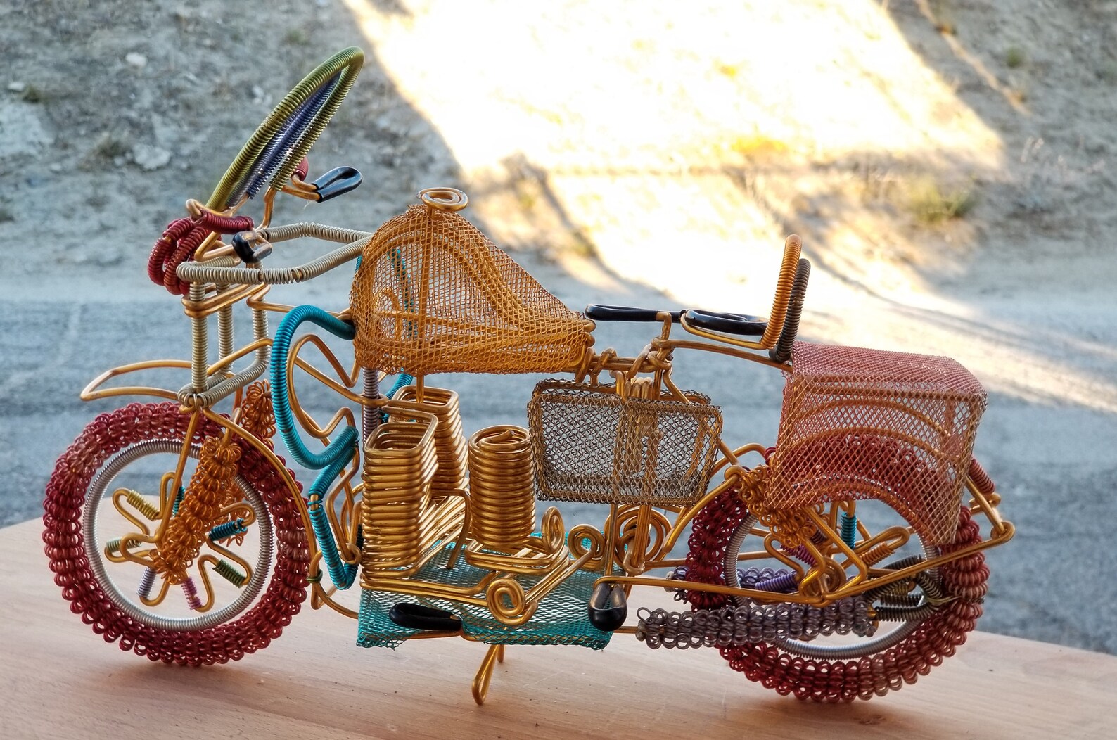 Rainbow Wire Sculpture Motorcycle Model Bike, Gift for Motorcycle ...