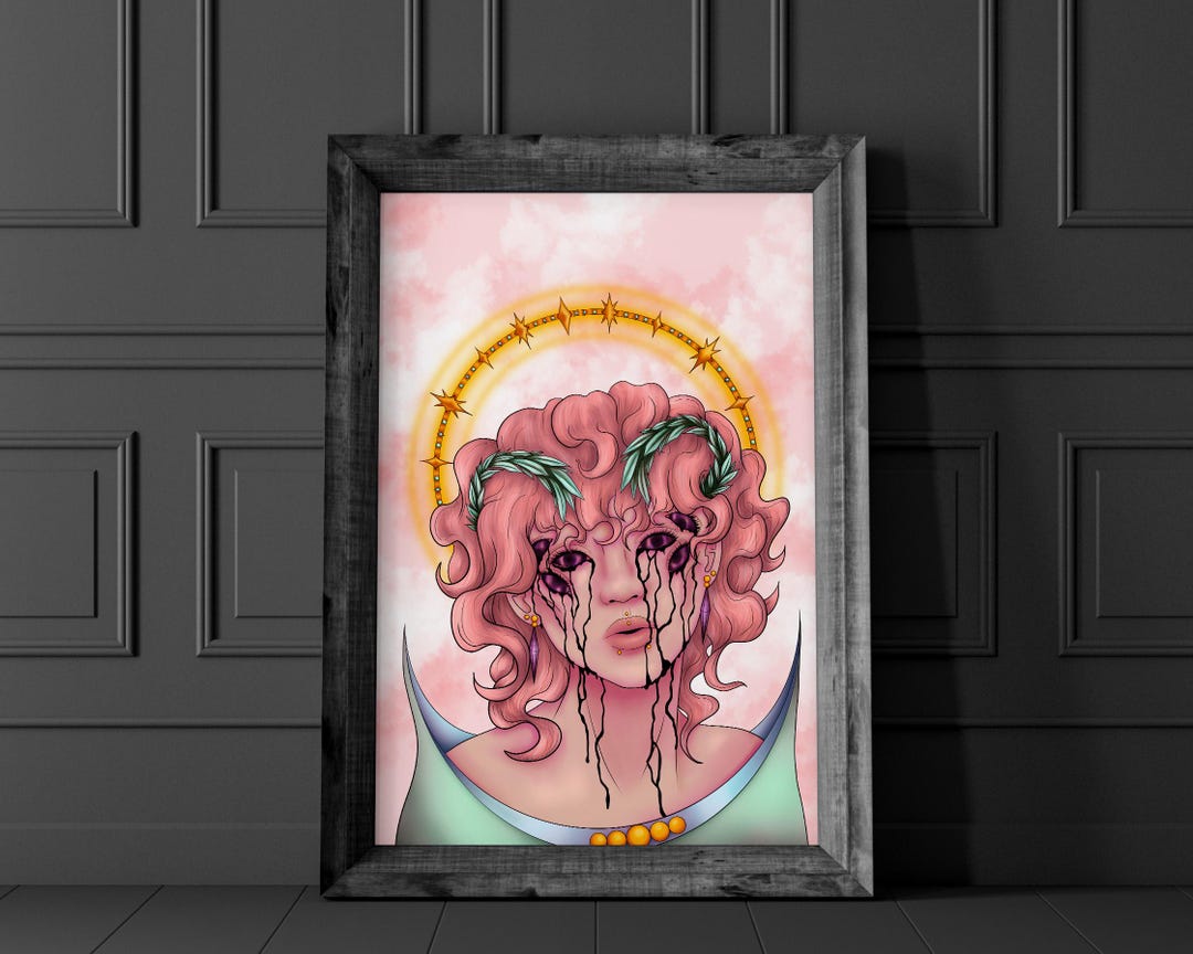 Nephilim Art Print: Pastel Angel With Dark Eyes - Etsy