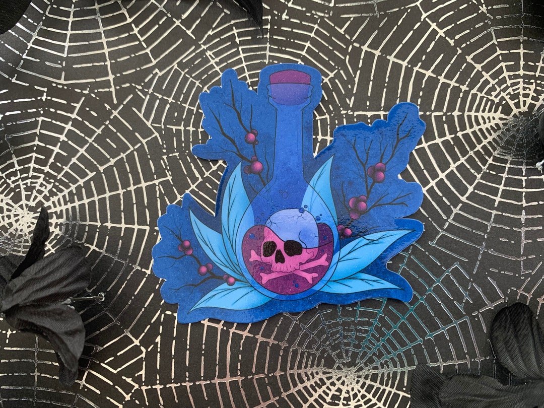 Nightshade Potion Bottle Sticker: Skull & Bones Glossy Decal - Etsy