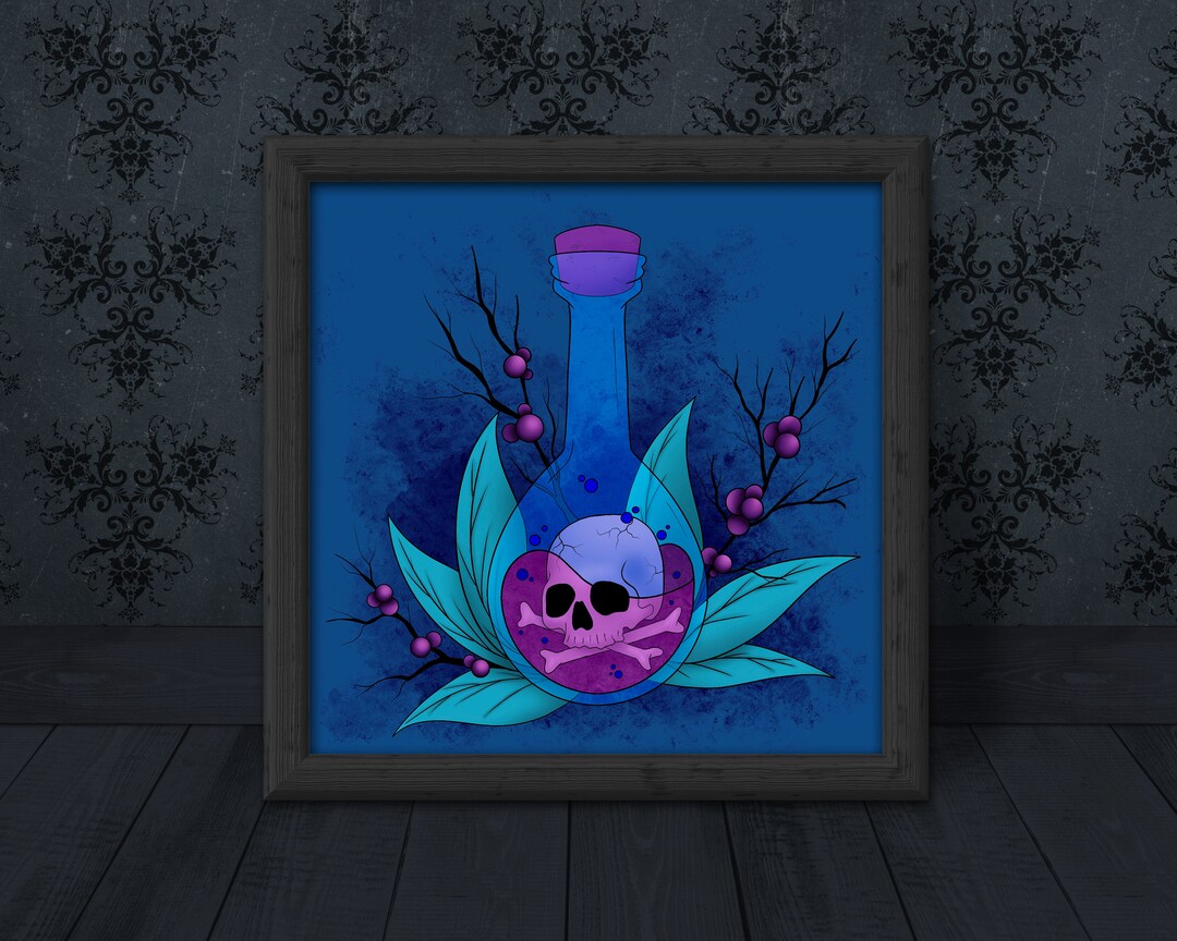 Nightshade Potion Cardstock Print: Witchy Skull Art (6x6 Inch) - Etsy