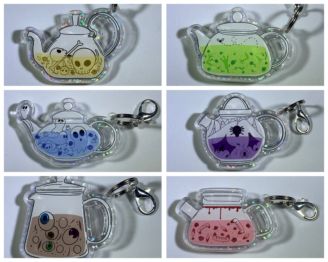 Spooky Teapots Holographic Acrylic Charms - Etsy