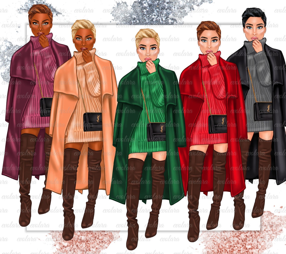 Winter Clipart Winter Girl Clipart Fashion Girls Clipart | Etsy