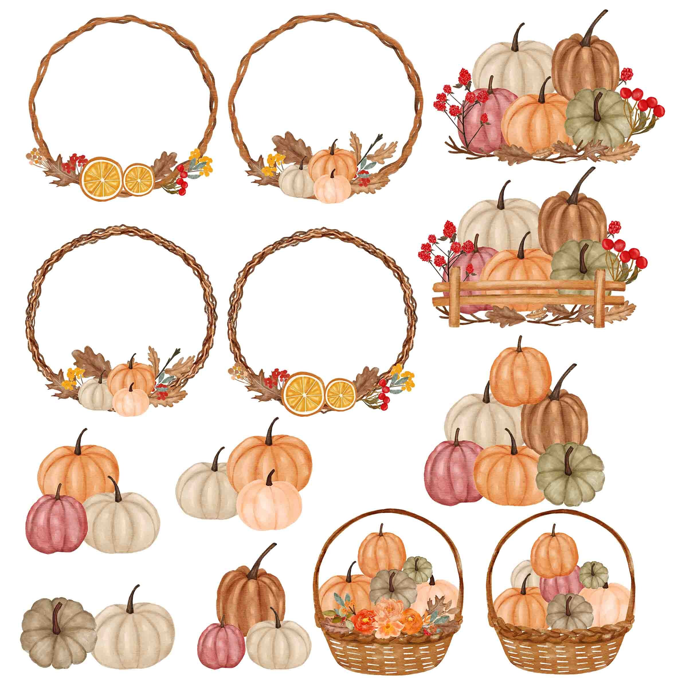 Watercolor Pumpkin Truck Clipart Fall Pumpkin Truck Thanksgiving ...