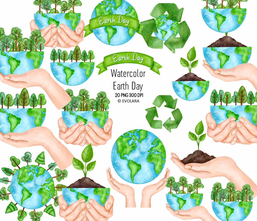 Watercolor Earth Day Clipart, Watercolor World Environment Day, Save ...