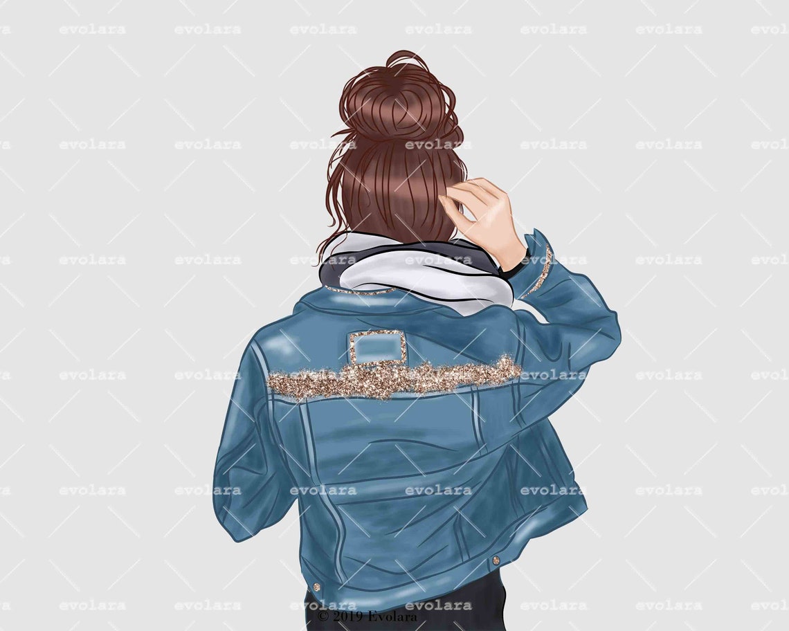 Fashion Illustrations Fashion Girl Clipart Blue Denim Jacket - Etsy